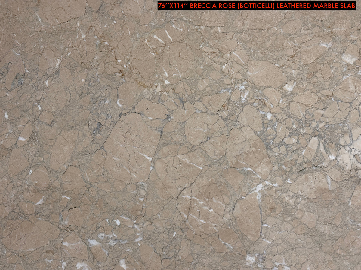 Breccia Rose (Botticelli) Natural Marble Countertop Slab – Leathered 76" x 114" | Sapphirus ...