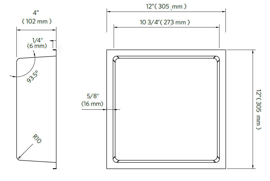 Fusion-Shower Niche Stainless Steel 12"x12" Manufacturer SKU:PRO1212 ...