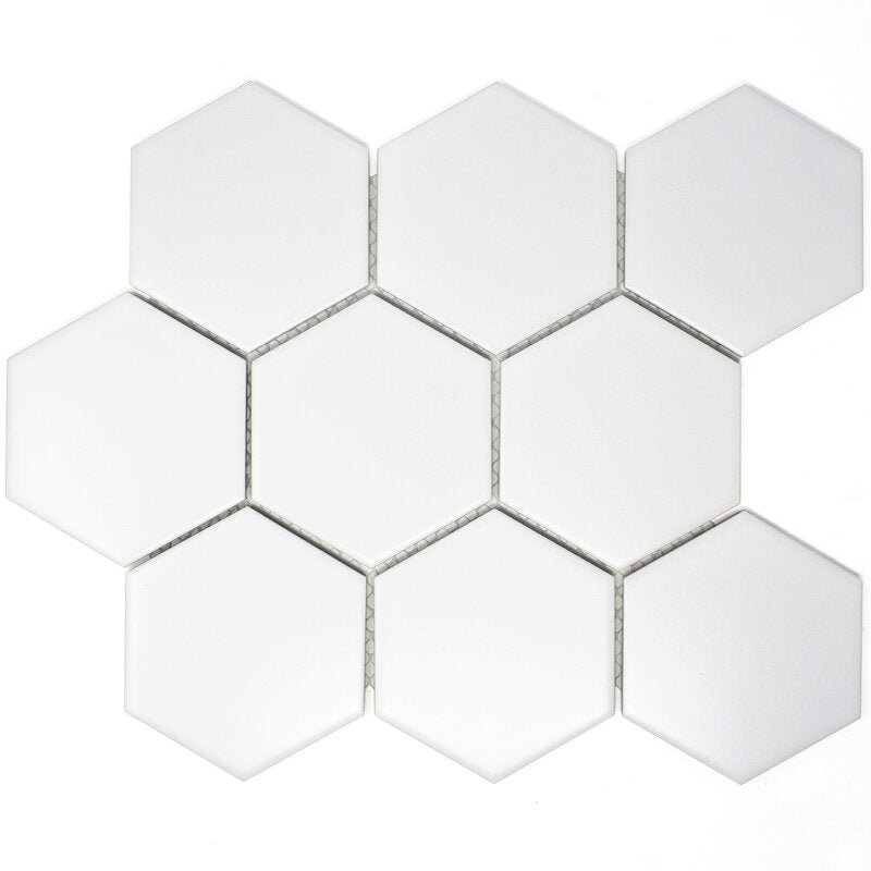 4-inch White Matte Hexagon Porcelain Mosaics – SAPPHIRUSSTONE
