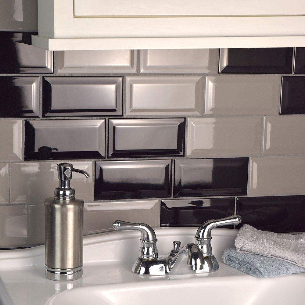 4-inch x 8-inch Grey Glossy Beveled Subway Tile – SAPPHIRUSSTONE