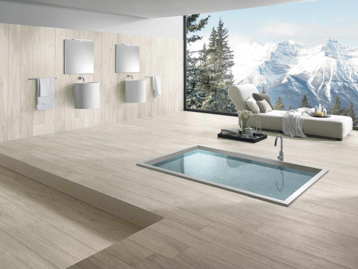 12-inch x 48-inch Forest Silver Matte Rectified Wood Look Porcelain Fl ...