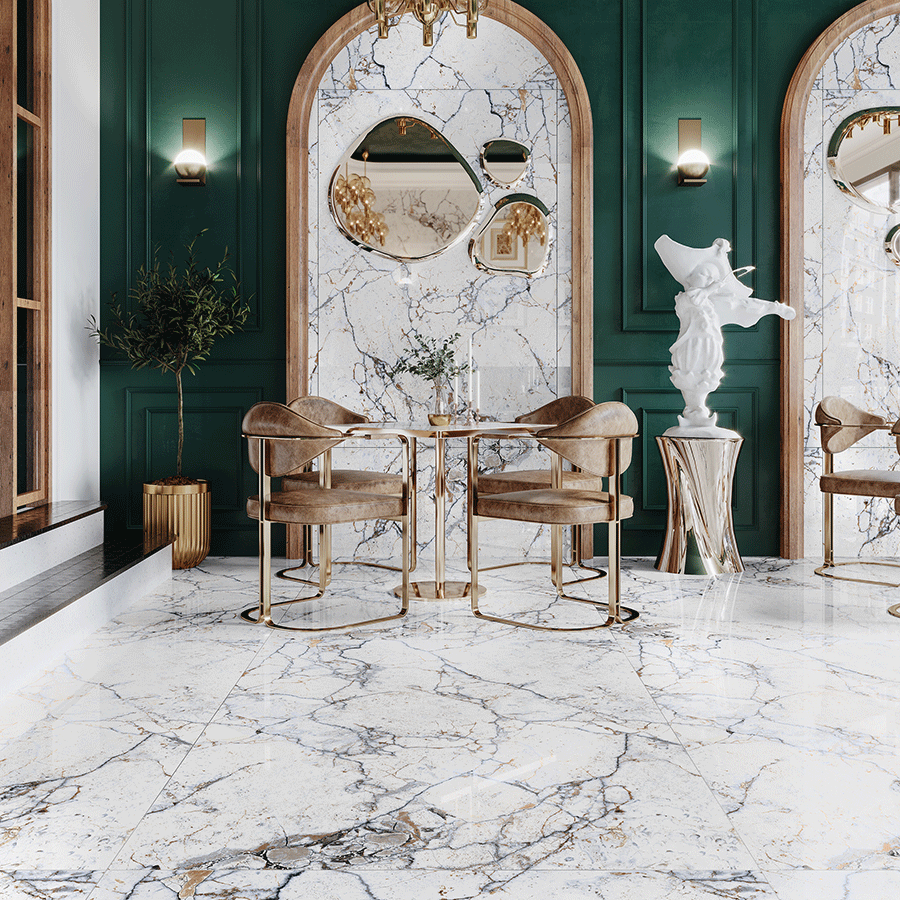 48-inch x 72-inch Strato 9mm Polished Rectified Porcelain Slab Floor a ...